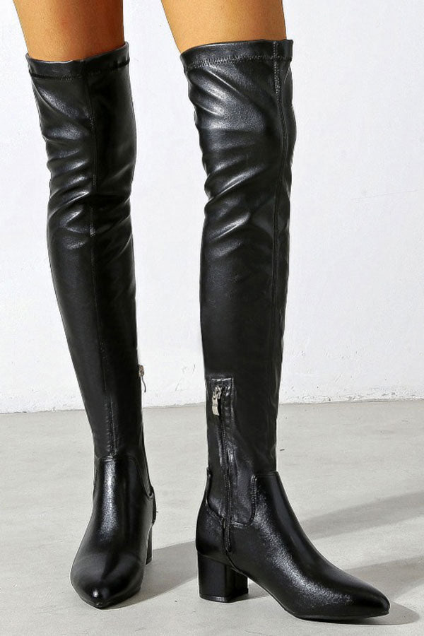 Black Classic Zipper Over the Knee Boots – LovelyCoral