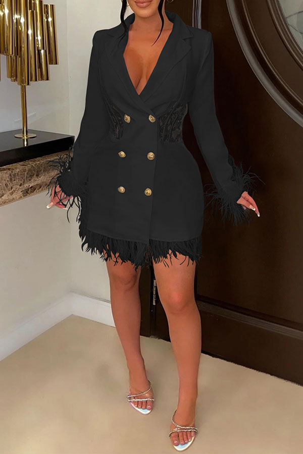 Solid Color Elegant Fluffy Mini Dress – LovelyCoral