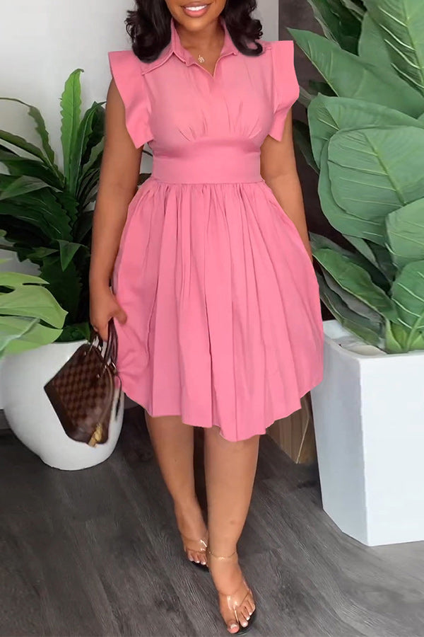 Solid Color Girly Draped Midi Dress – LovelyCoral