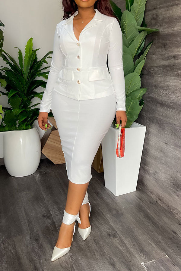 Solid Color Split Back Feminine Office Dress Suit – LovelyCoral