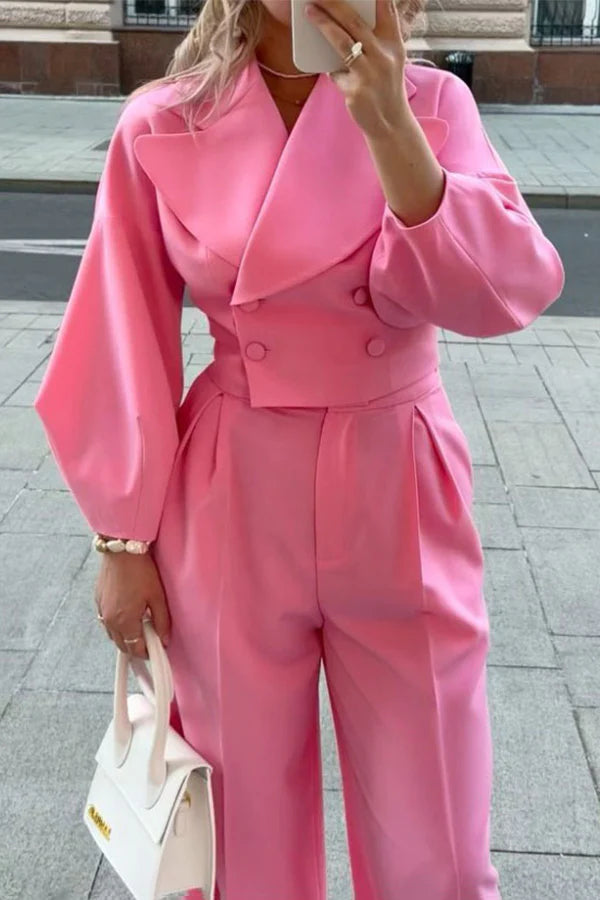 Solid Color Pretty Wide Leg Pant Suit – LovelyCoral